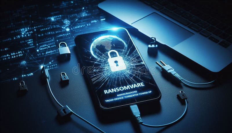 Cybersecurity Concept with Ransomware Warning on Phone Stock ...