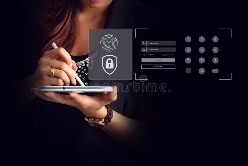 Cybersecurity Concept. Secure Cyber Password Protect, Encryption with a ...