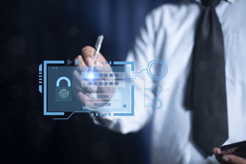 Cybersecurity Concept. Secure Cyber Password Protect, Encryption with a ...