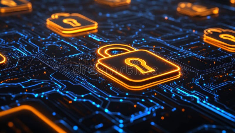 A Cybersecurity Concept Showcasing Digital Locks Safeguarding a Network ...