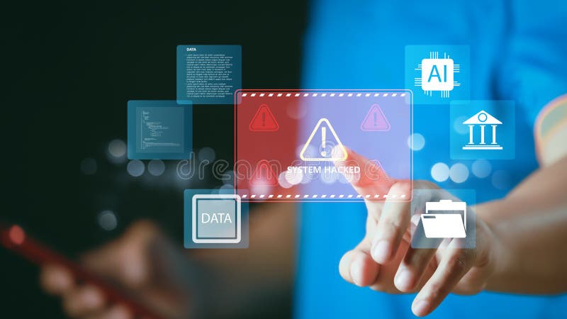 System Hacked Warning stock photo. Image of attack, cybersecurity ...