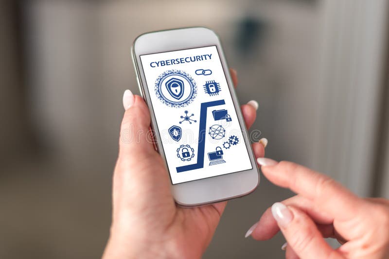 Cybersecurity Concept on a Smartphone Stock Image - Image of business ...
