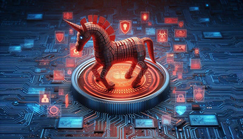Cybersecurity Concept with Unicorn and Digital Elements Stock Illustration - Illustration of ...