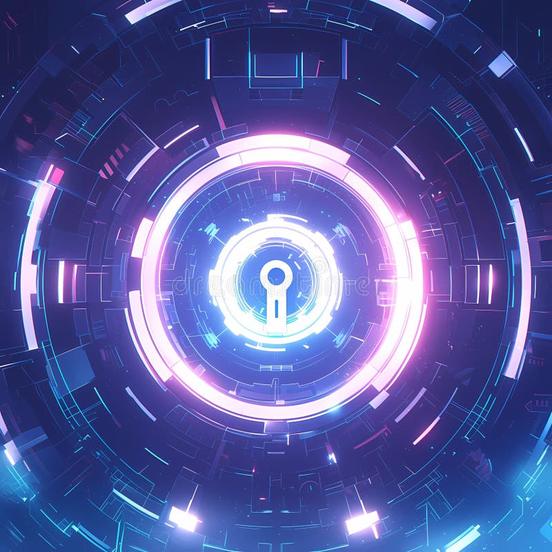 Cybersecurity Concept Visualized As a Circular Digital Interface Stock ...