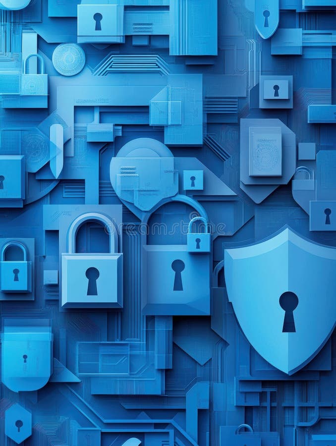 Cybersecurity Concepts Represented in Paper Art Style Featuring Locks ...
