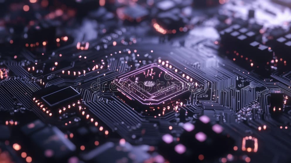 Cybersecurity Cpu Performing Complex Calculations on Motherboard Stock ...