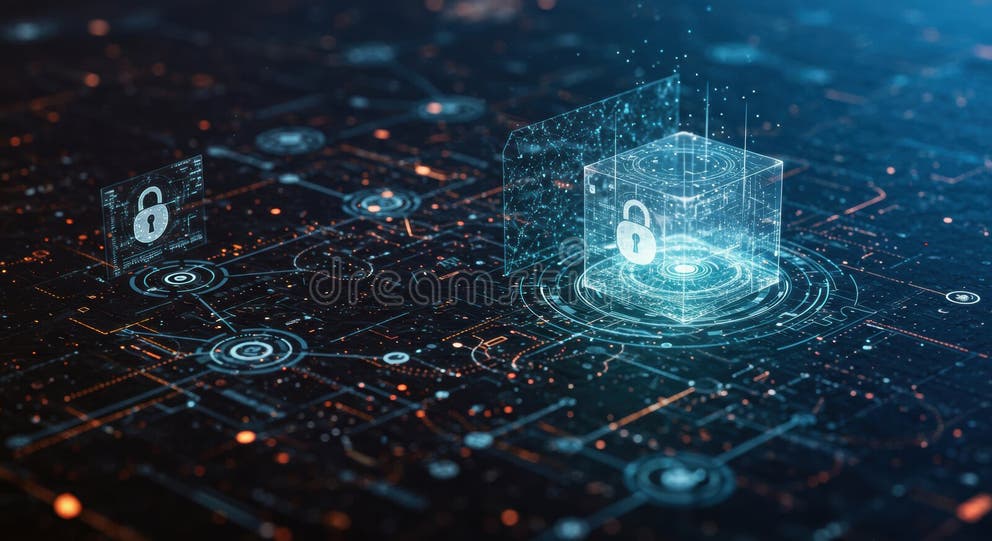 Cybersecurity Cube: Digital Network Security in Abstract Style Stock ...