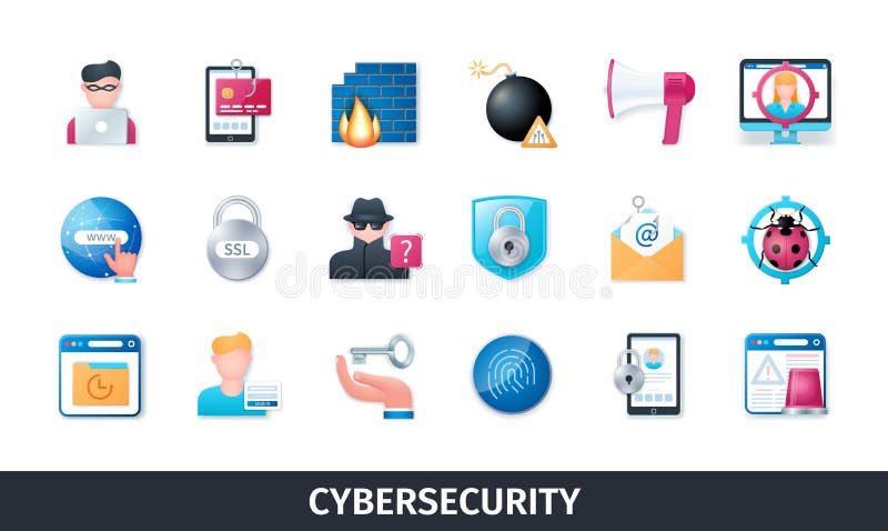 Cybersecurity 3d Vector Icon Set Stock Illustration - Illustration of ...