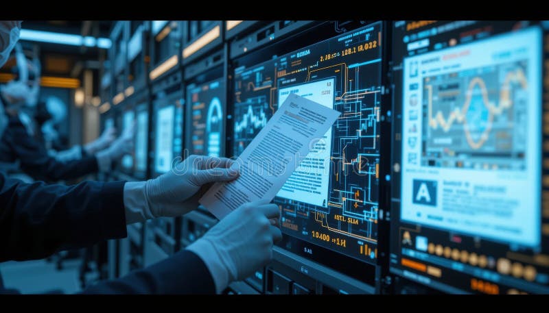 Cybersecurity Data Analysis Center Stock Image - Image of multimedia ...