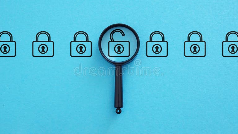 Cybersecurity and Data Breach Risk Concept. Open Lock Symbolizing Data ...