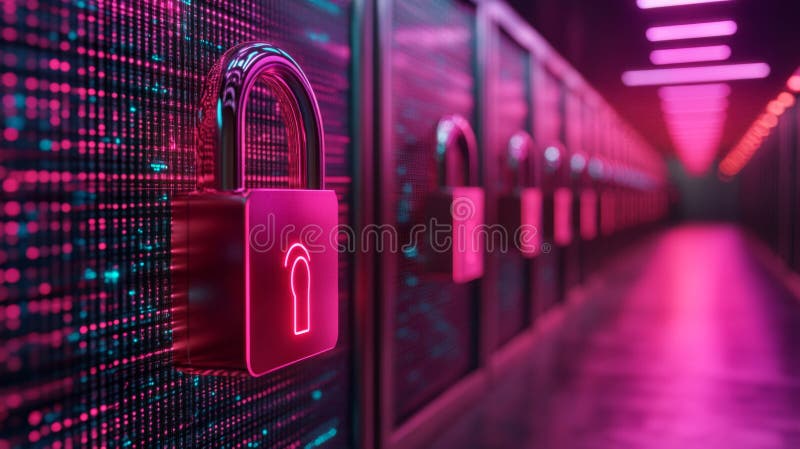 Cybersecurity Data Center Server Room Protection Stock Illustration ...
