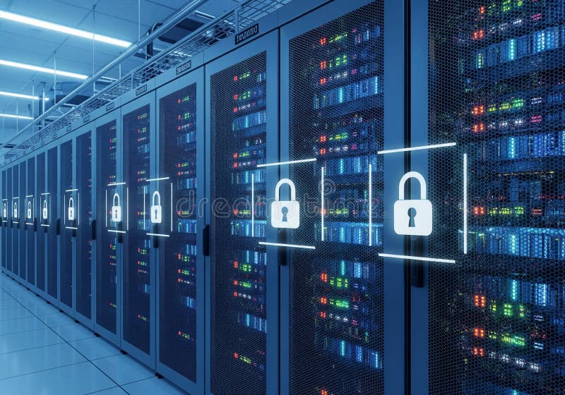 Cybersecurity in Data Centers: Protecting Digital Assets - AI Generated Stock Illustration ...
