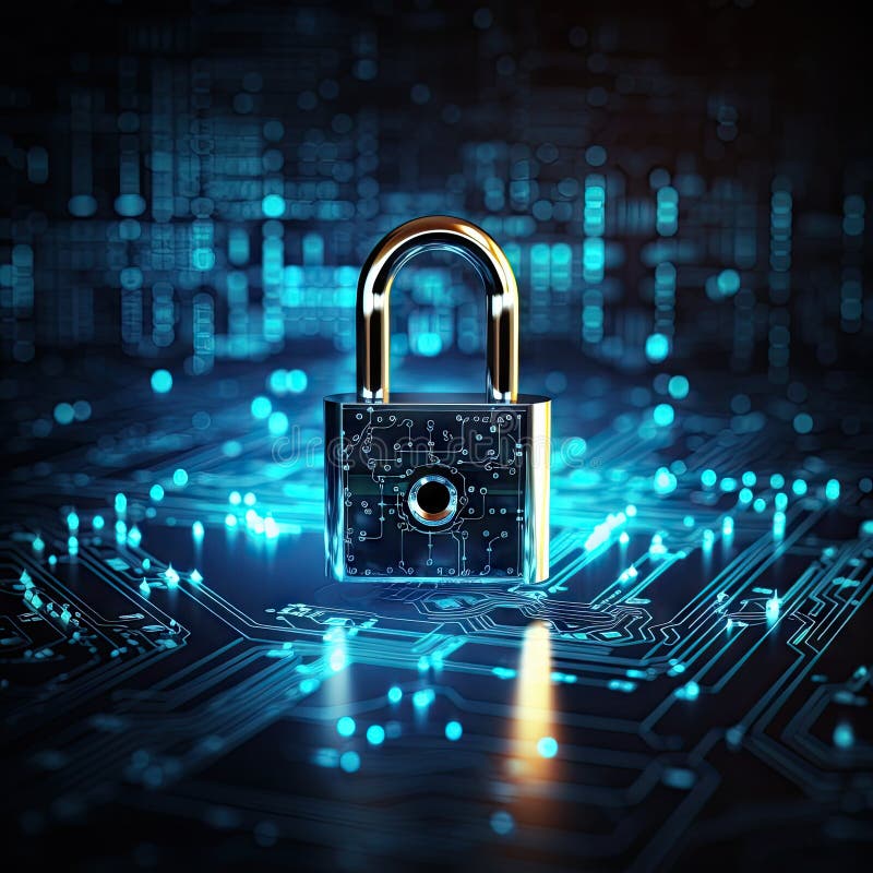 Cybersecurity And Data Concept Lock Binary Digits Key Background Orange And Dark Modern