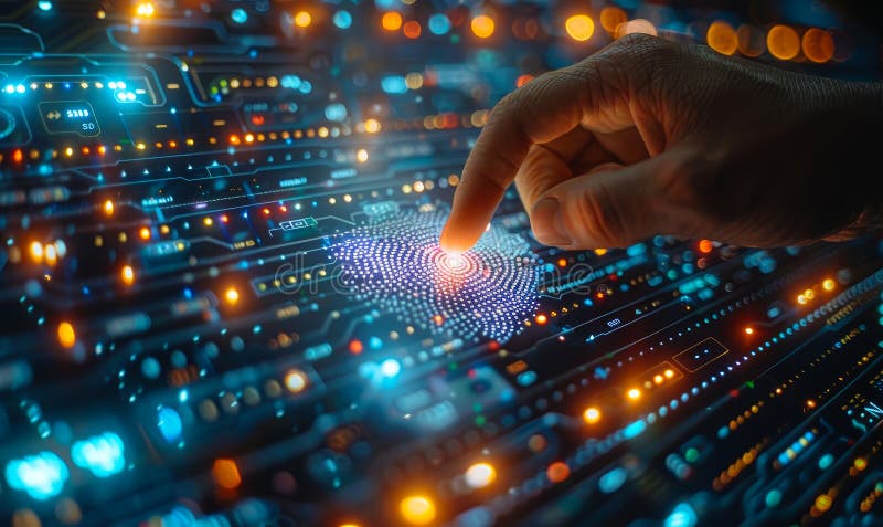 Cybersecurity Data Engineer With Biometrics Accessing Server Rooms Network Data Center Ai Stock