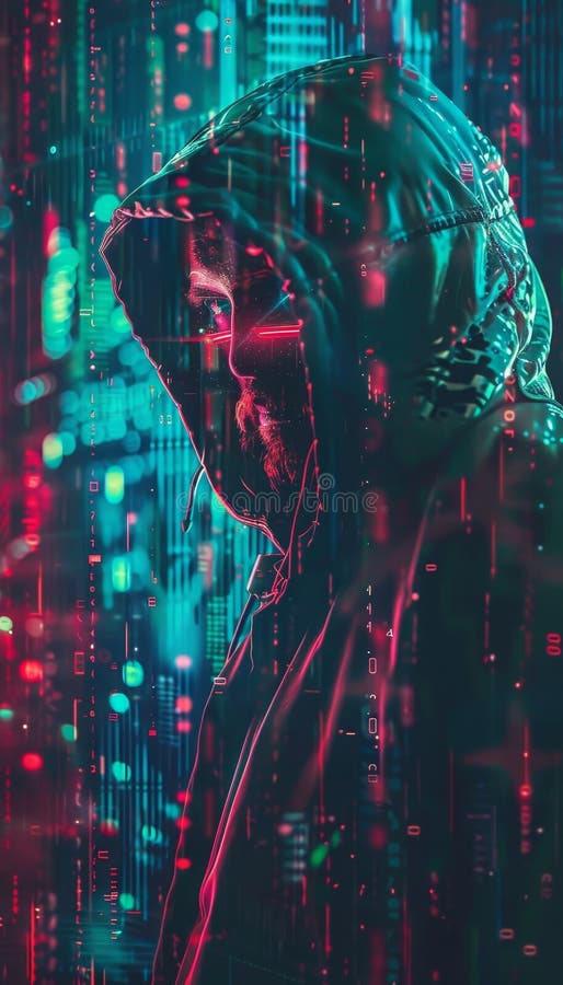 Cybersecurity and Data Flow in Realistic Tech Security Photo with Code ...