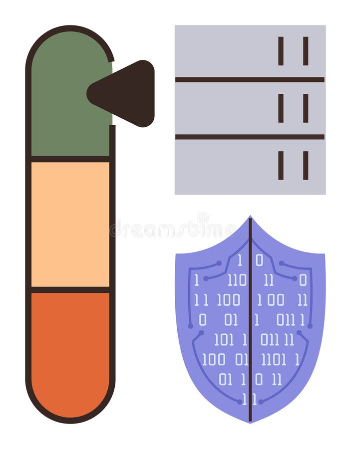 Cybersecurity and Data Management Concept with Speed Meter, Server, and ...