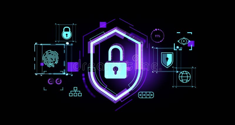 Cybersecurity and Data Protection, Biometric Scanning and Padlock ...