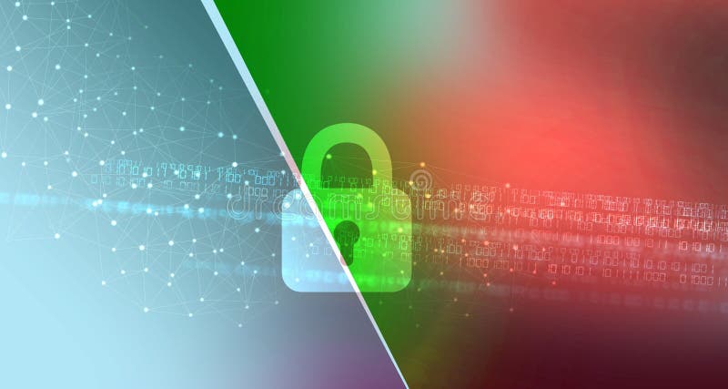 Cybersecurity and Data Protection Concept with Binary Code and Padlock Stock Illustration ...