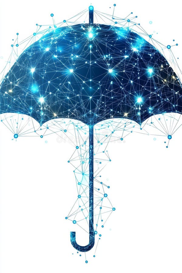 Cybersecurity and Data Protection Concept. Digital Umbrella with ...