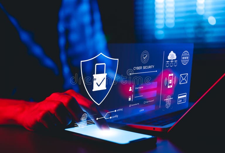 Cybersecurity and Data Protection Concept. a Person Interact with ...