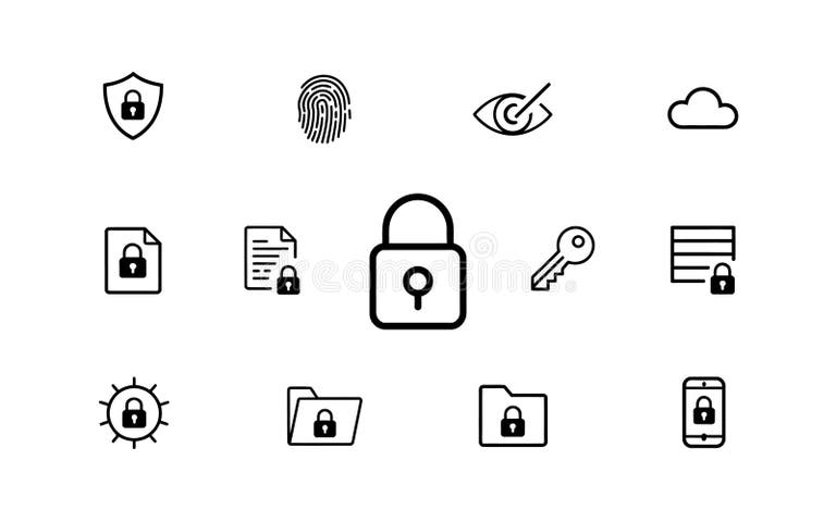 Cybersecurity and Data Protection Icons Privacy AI-Generated Stock Vector - Illustration of ...