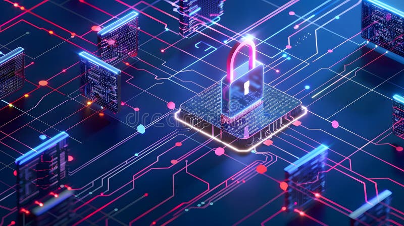 Cybersecurity and Data Protection Internet Network Stock Illustration ...