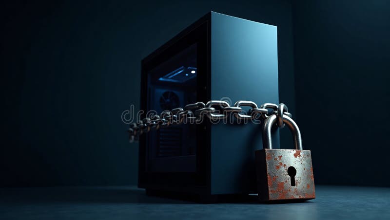 Cybersecurity and Data Protection: Locked Computer Case Stock ...