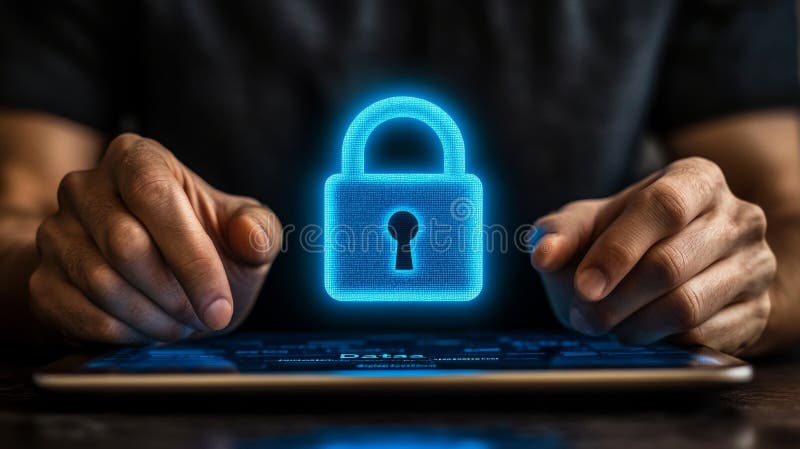 Cybersecurity and Data Protection, Man Protecting Personal Information ...