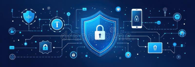 Cybersecurity and Data Protection Shield Protecting Digital Information ...