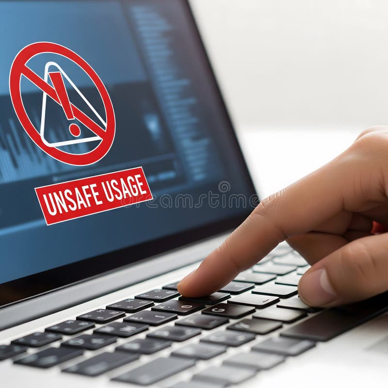 Cybersecurity and Data Risk Concept: a Person Using a Computer with an ...