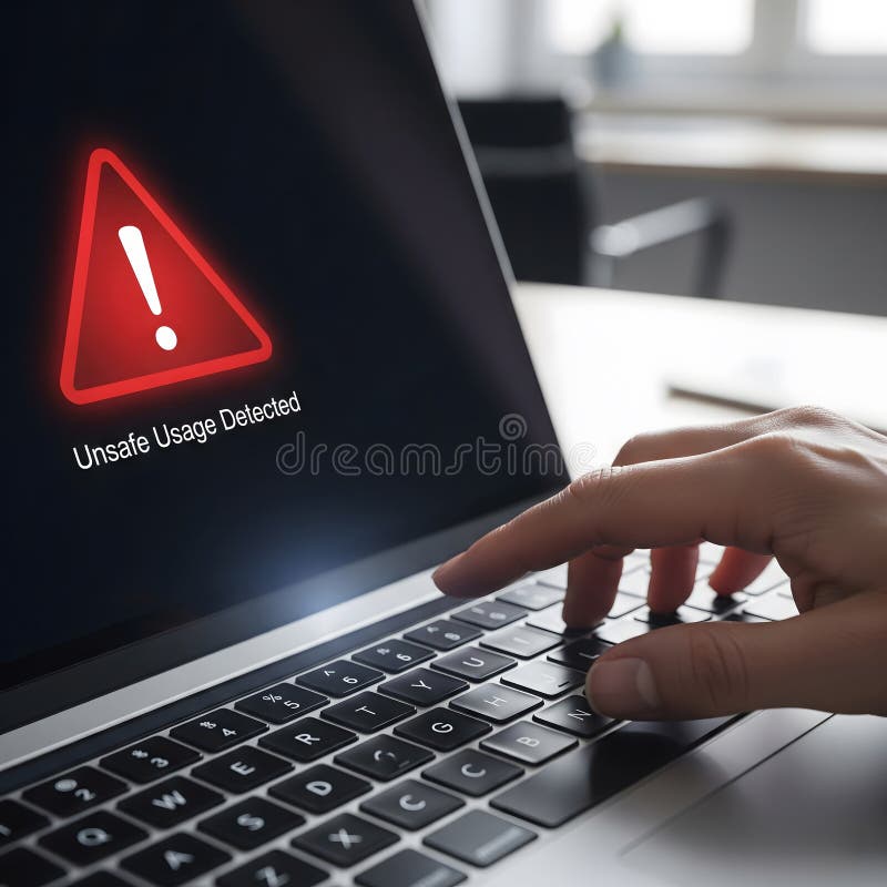 Cybersecurity and Data Risk Concept: a Person Using a Computer with an ...