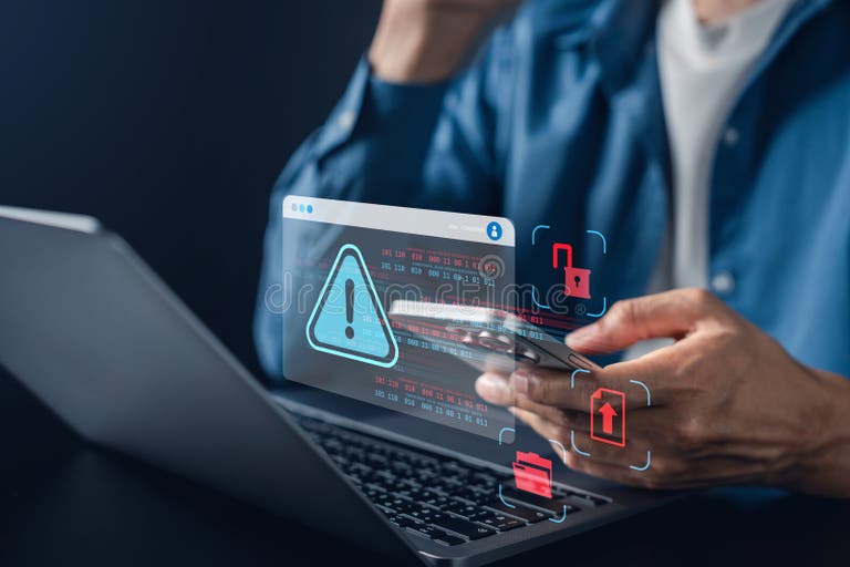 Cybersecurity, Data Security, Hacking Warning, and Alert Icon. Data ...