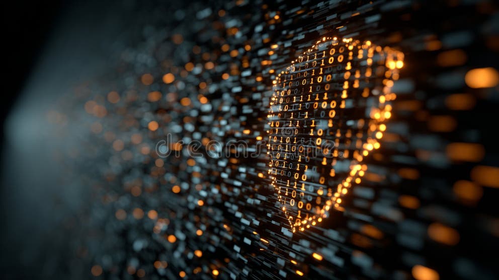 Cybersecurity Data Shields in Binary Code Environment Stock Image - Image of stream, code: 383247161