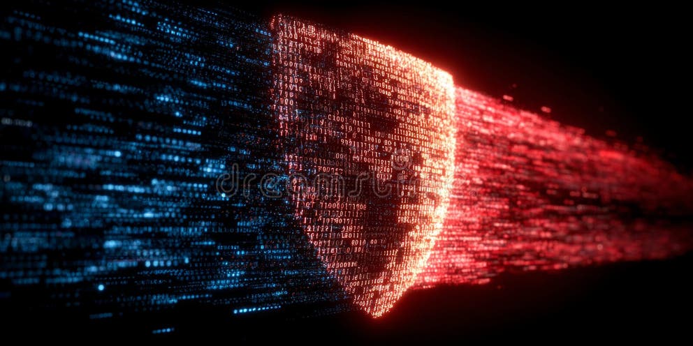 Cybersecurity Data Shields in Binary Code Environment Stock Photo - Image of zero, abstract ...