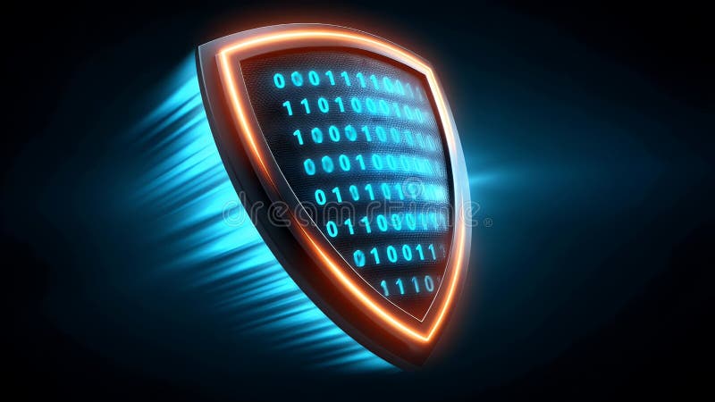 Cybersecurity Data Shields in Binary Code Environment Stock Video ...