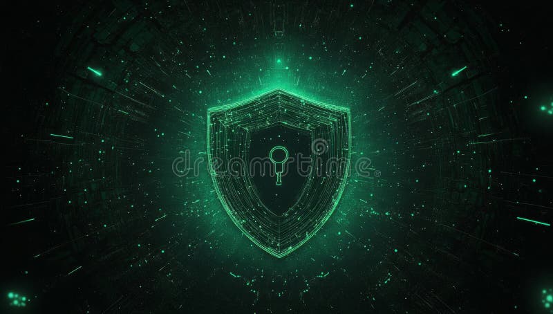 Cybersecurity is Depicted through a 3D Rendering of a Digital Shield ...