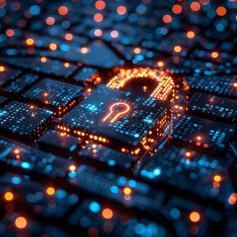 Cybersecurity in the Digital Age: Lock and Code. Stock Illustration ...