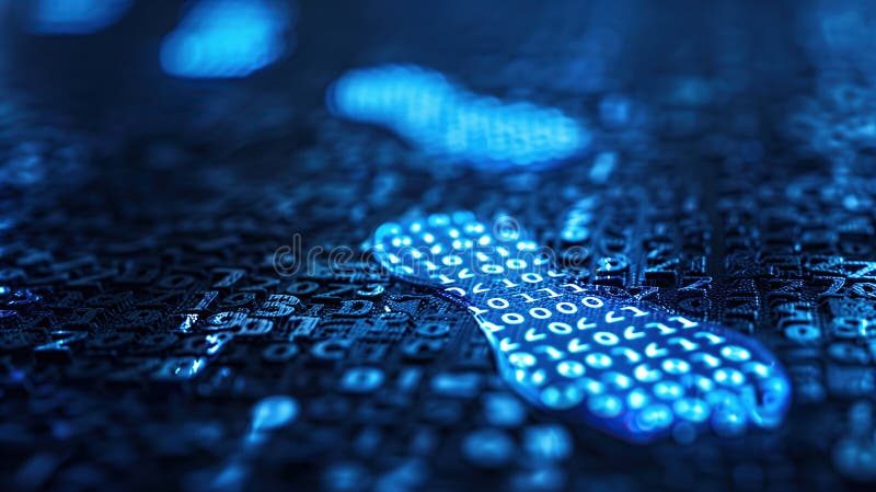 Cybersecurity Digital Footprints Made Of Binary Code Stock Image Image Of Information