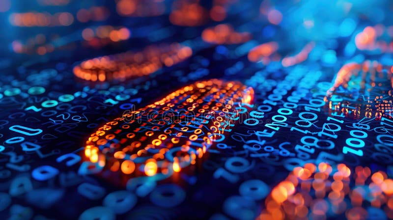 Cybersecurity Digital Footprints Made of Binary Code Stock Photo ...