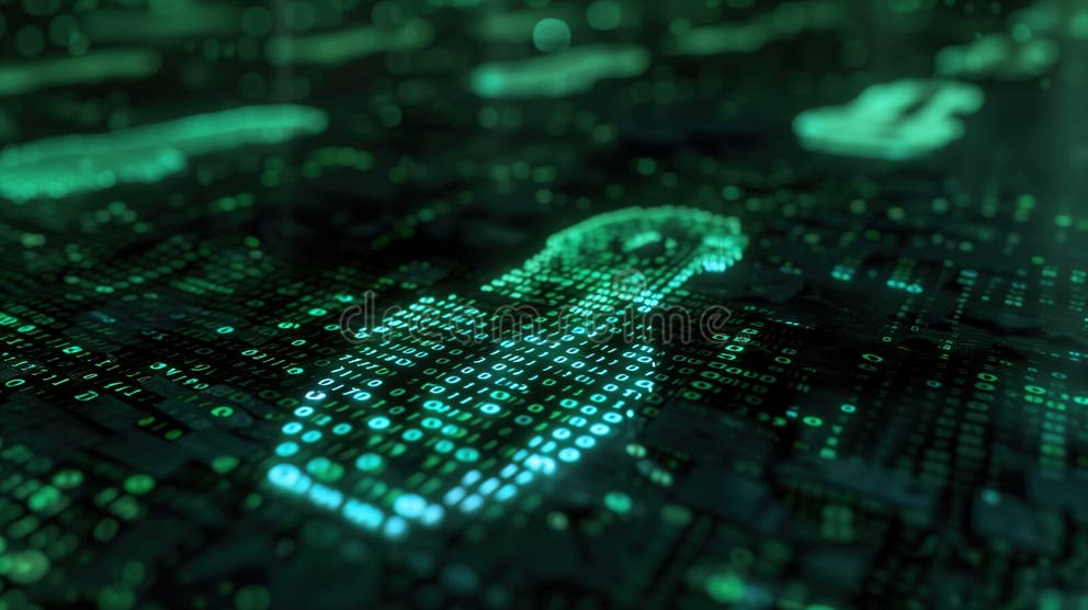 Cybersecurity Digital Footprints Made of Binary Code Stock Image ...