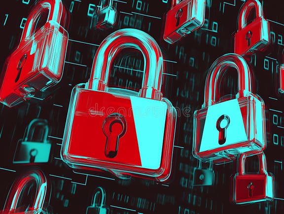 Cybersecurity Digital Fortress: Network Data Protection and Encryption with Padlocks Stock ...