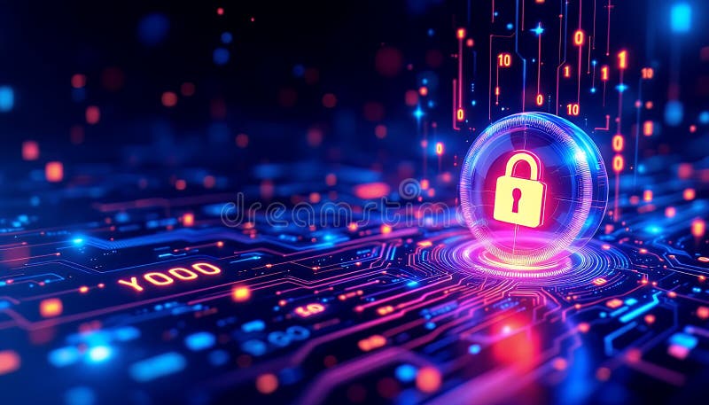 Cybersecurity Digital Lock Data Protection System Stock Illustration ...