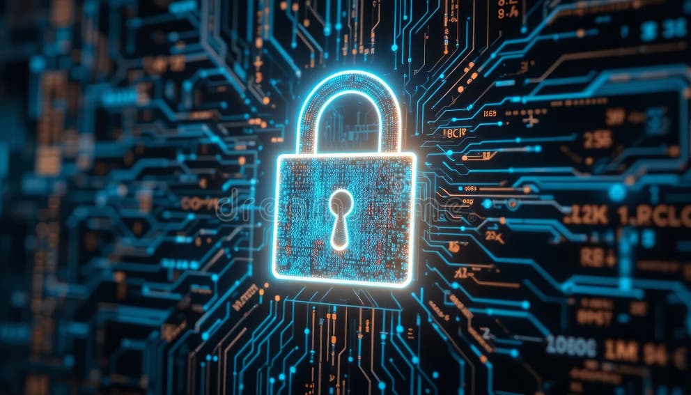 Cybersecurity Digital Lock Encryption Data Protection Network Security ...