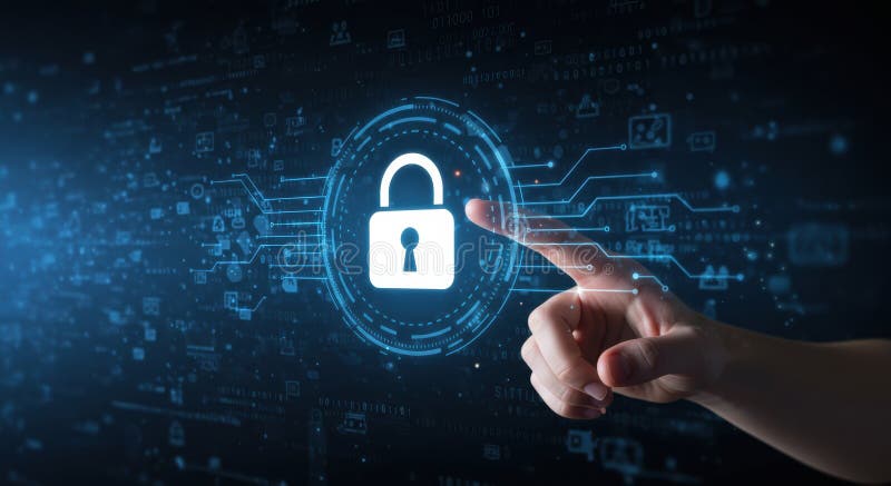 Cybersecurity: Digital Lock, Futuristic Interface, Blue Tech Theme ...