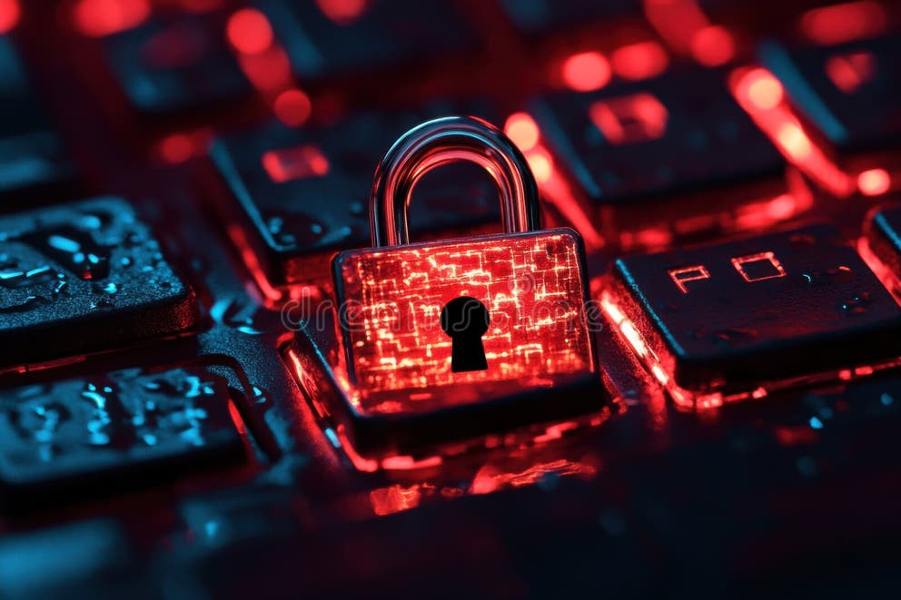 Cybersecurity Digital Lock on Keyboard Stock Illustration ...