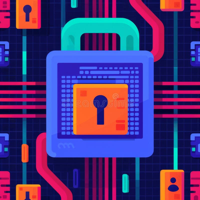 Cybersecurity Digital Lock Pattern Seamless Design - Abstract Data ...