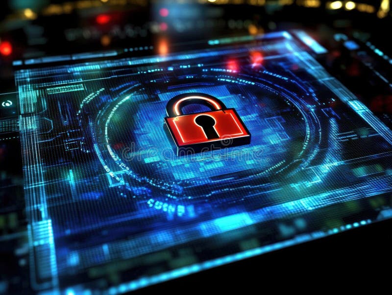Cybersecurity Digital Lock System Stock Illustration - Illustration of ...