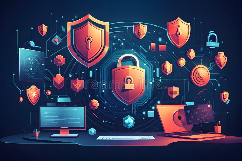 Cybersecurity & Digital Privacy Stock Illustration - Illustration of ...