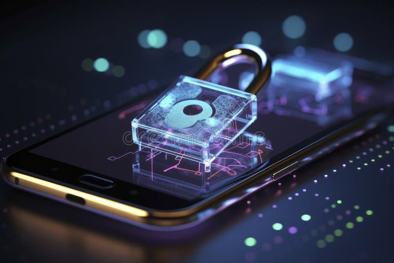 Cybersecurity Digital Technology Security. Isometric Mobile Phone ...