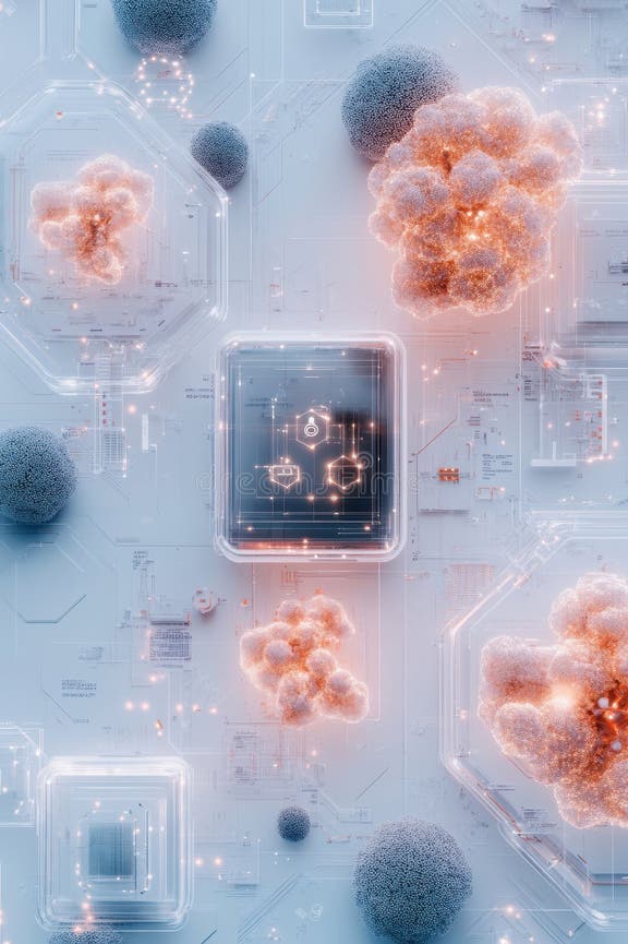 Cybersecurity Display with Glowing Nodes on Awareness Structure ...